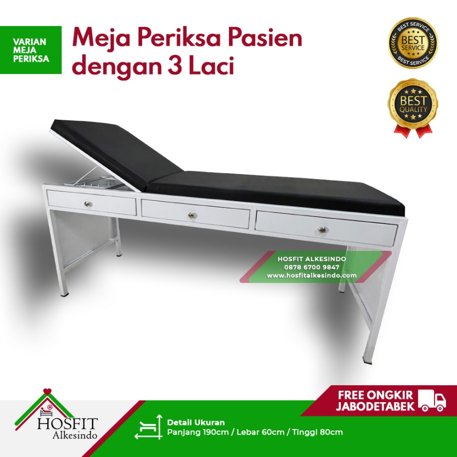 Meja Periksa Pasien 3 Laci Custom - Hosfit Alkesindo